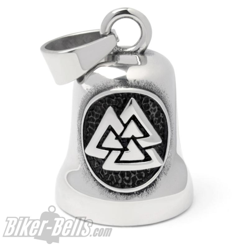 Valknut solid stainless steel biker-bell motorcycle lucky charm bells ...